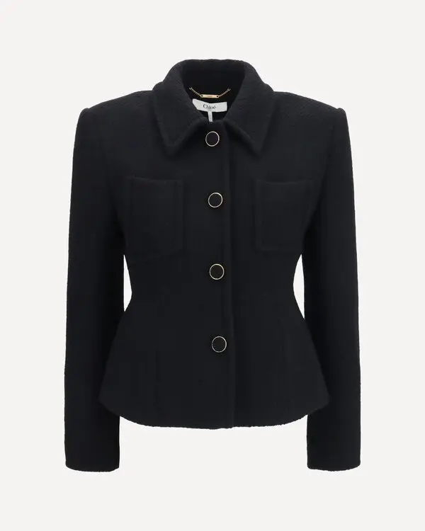 Chloé Cropped Single-breasted Blazer With Fabric Buttons