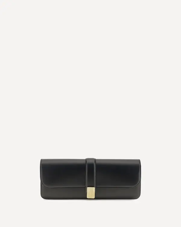 Khaite Blake Clutch In Box Calf Leather With Gold-tone Clasp - Black