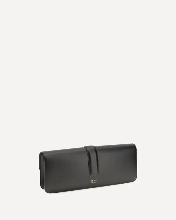 Khaite Blake Clutch In Box Calf Leather With Gold-tone Clasp - Black