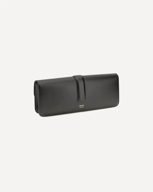 Khaite Blake Clutch In Box Calf Leather With Gold-tone Clasp - Black