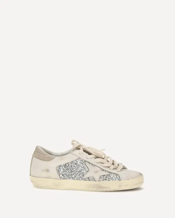 GOLDEN GOOSE Super Star Glitter Sneakers - Cream