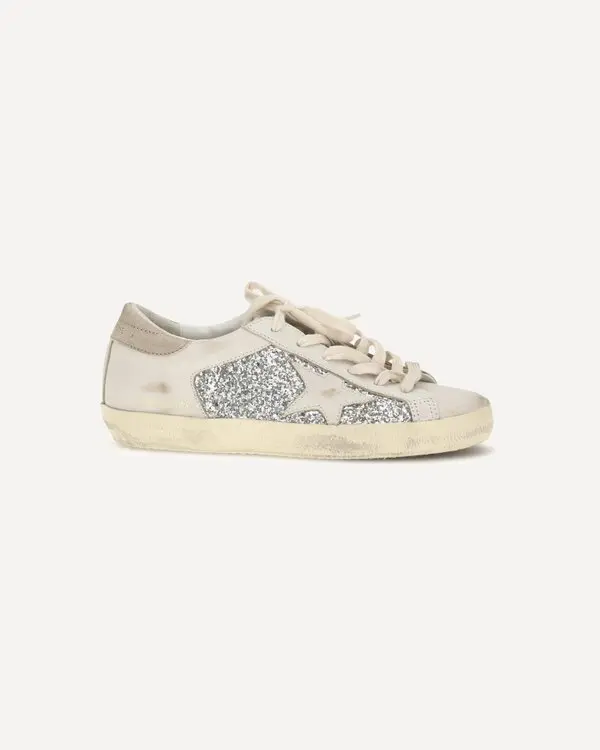 GOLDEN GOOSE Super Star Glitter Sneakers - Cream