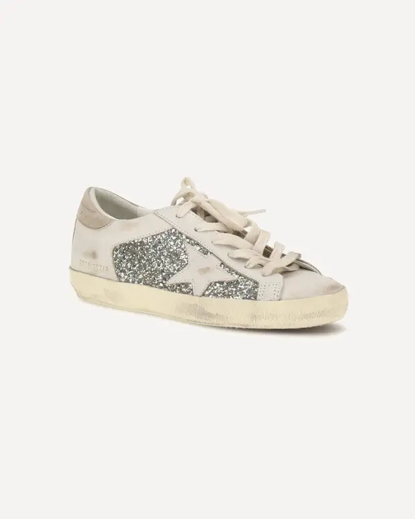 GOLDEN GOOSE Super Star Glitter Sneakers - Cream