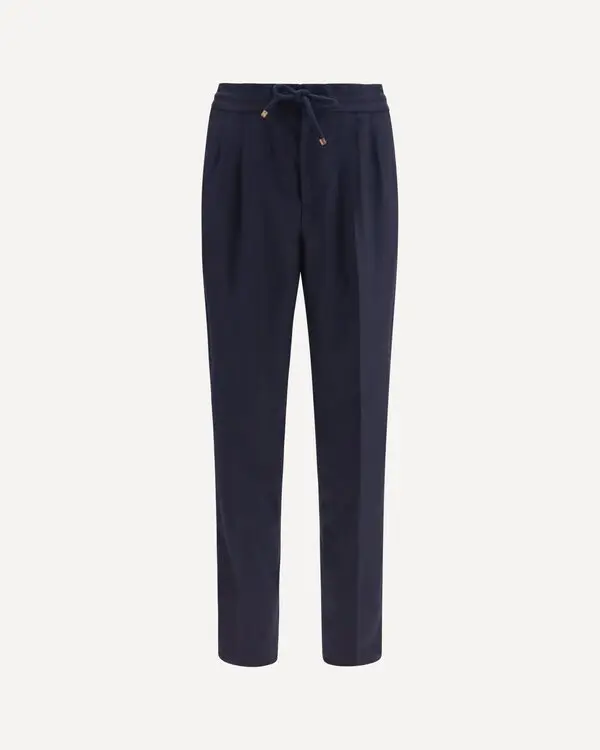Brunello Cucinelli Virgin Wool Mélange Pants - Blue