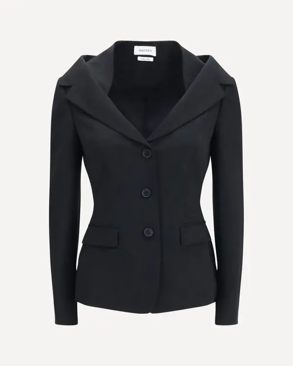 Alexander McQueen Structured Off-shoulder Jacket With Harness Detail