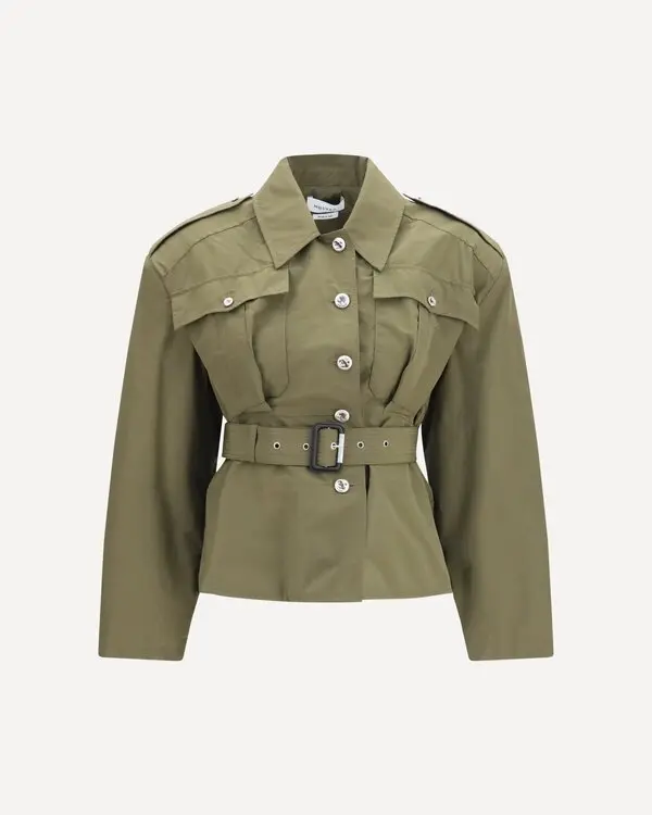 Alexander McQueen Cropped Belted High-neck Jacket