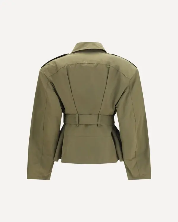 Alexander McQueen Cropped Belted High-neck Jacket