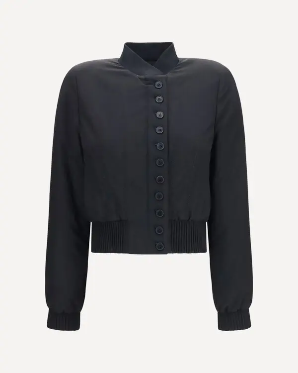 Alexander McQueen Buttoned Bomber Jacket - Black