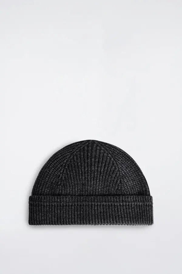 Cos Ribbed Wool-cotton Fisherman Beanie - Gray