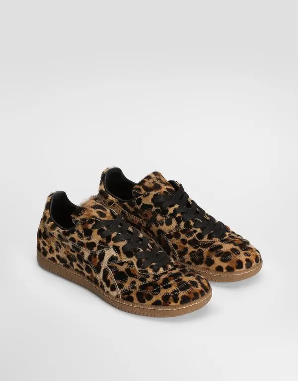 Dolce & Gabbana X Diadora Leopard Print Pony Hair Lace-up Sneakers