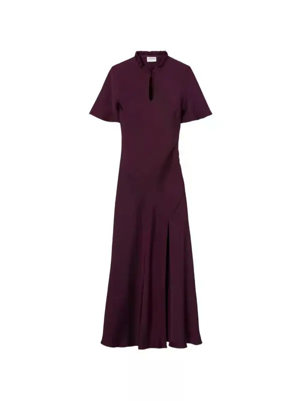 Claudie Pierlot Ruffled High Neck Midi Dress - Red