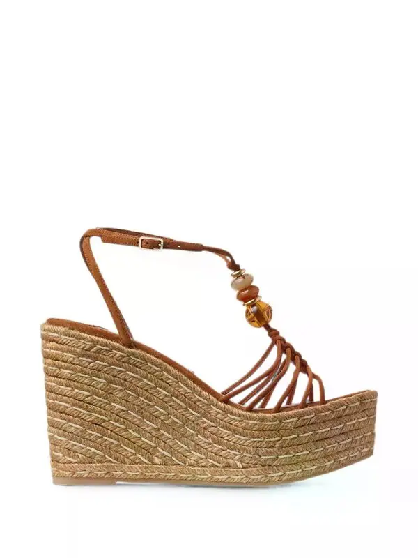 JIMMY CHOO Lemi 100 Bead-embellished Espadrille Wedges