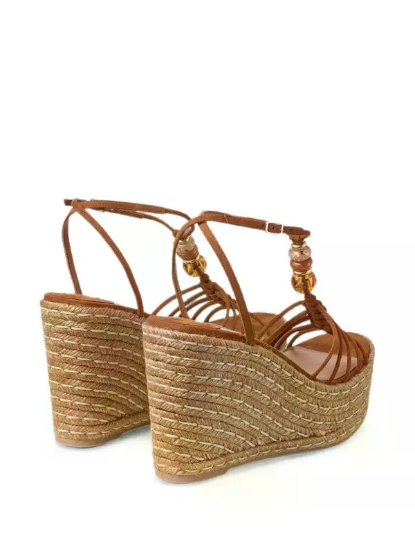 JIMMY CHOO Lemi 100 Bead-embellished Espadrille Wedges