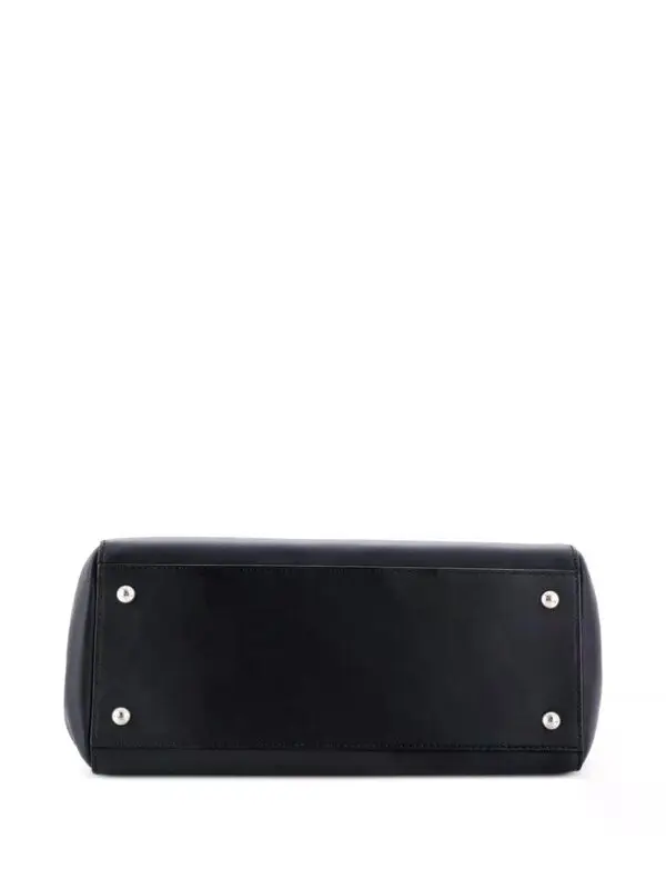 Fendi Dotcom Convertible Whipstitch Leather Satchel - Black