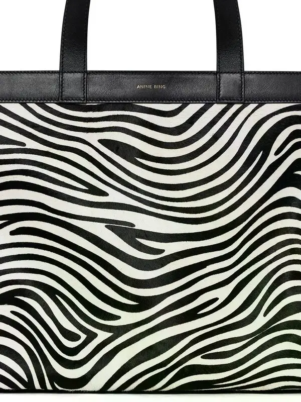 ANINE BING Medium Rio Tote In Zebra Print Calf Hair