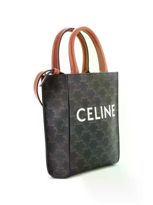 Celine Vertical Cabas Tote Triomphe Coated Canvas Mini Satchel - Brown