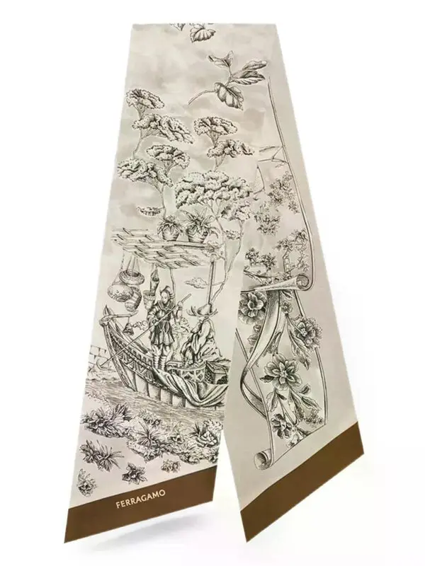 FERRAGAMO Voyage-print Silk Scarf - Neutrals
