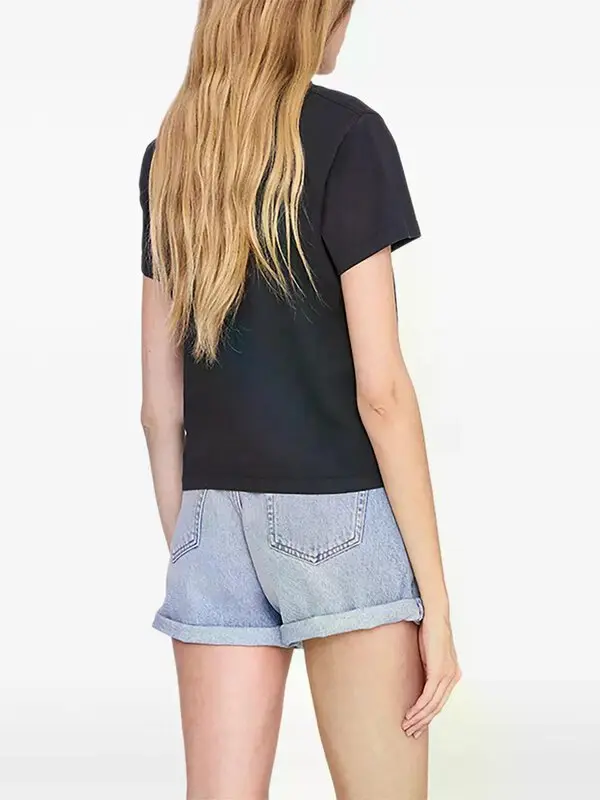 ANINE BING Shelley Cropped Cotton Jersey Baby Tee