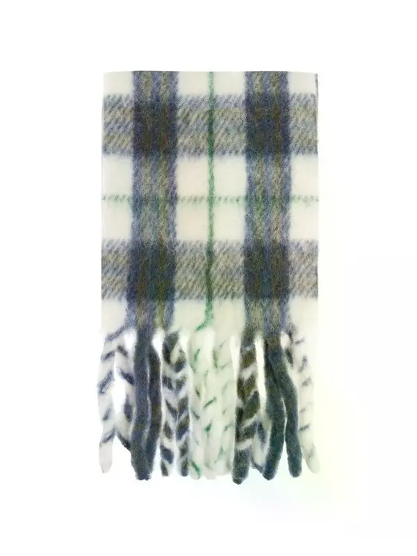 Burberry Check-pattern Fringed Scarf - White