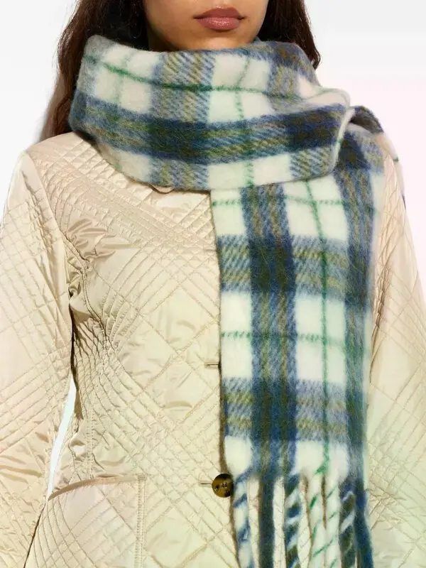 Burberry Check-pattern Fringed Scarf - White