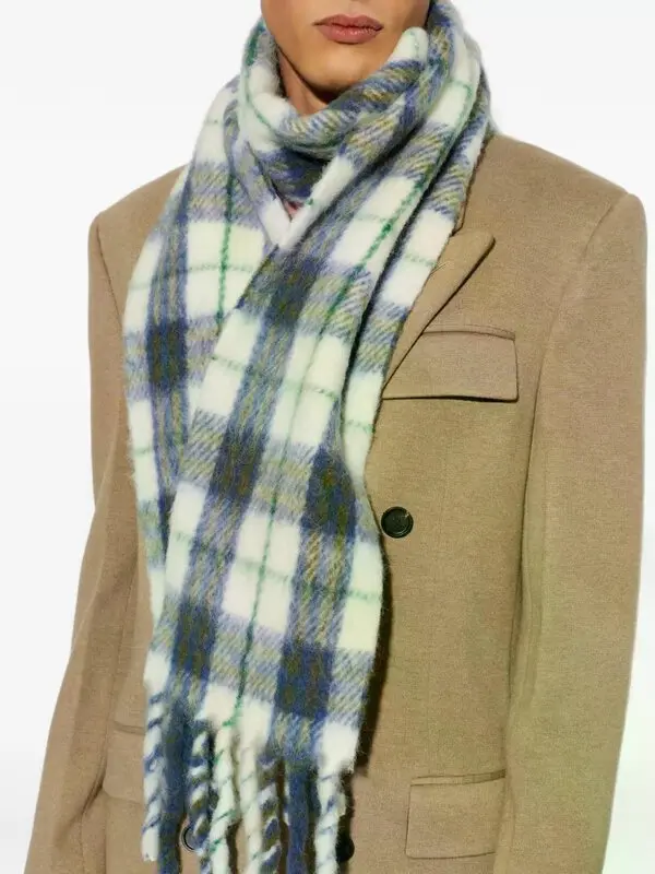 Burberry Check-pattern Fringed Scarf - White