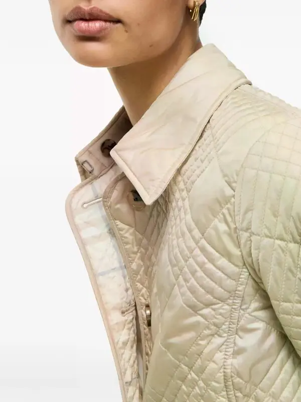 Burberry Quilted Nylon Fernleigh Jacket With Detachable Leather Collar
