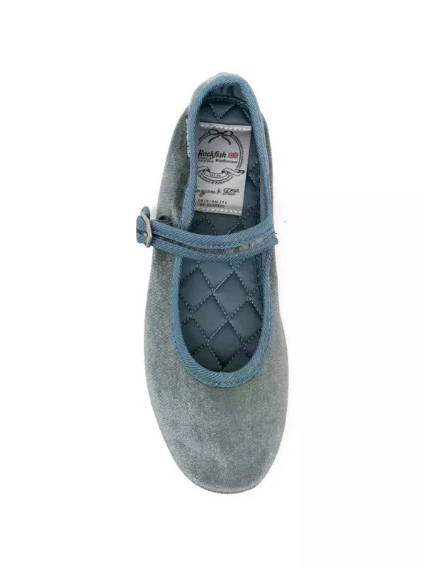 ROCKFISH Velvet Buckle-fastening Ballet Flats
