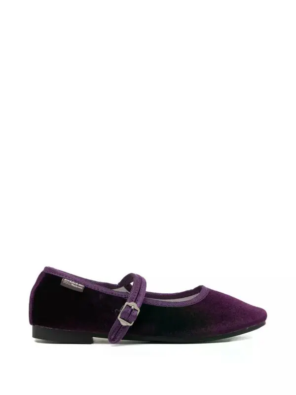 ROCKFISH Velvet Buckle-fastening Ballet Flats - Purple