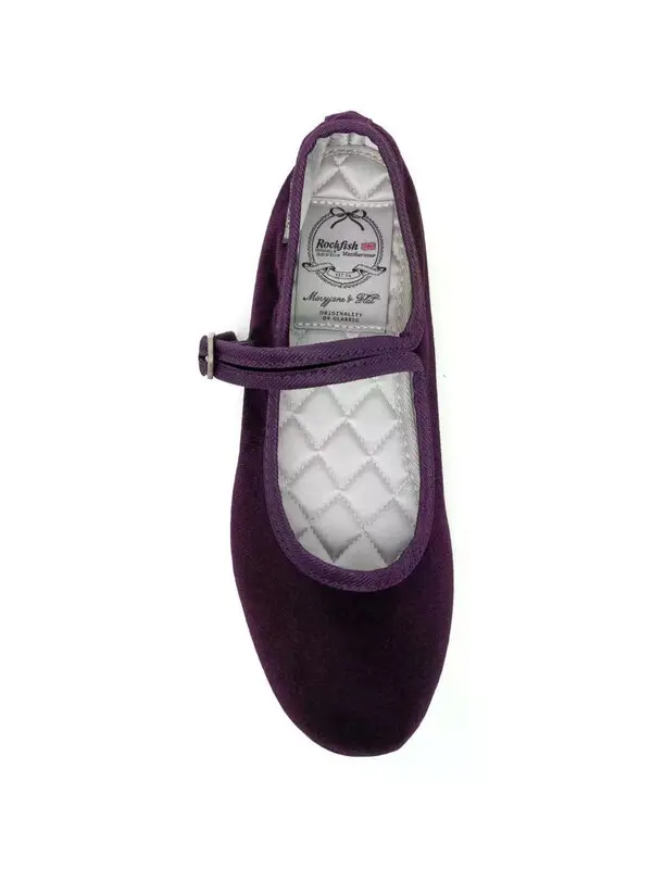 ROCKFISH Velvet Buckle-fastening Ballet Flats - Purple