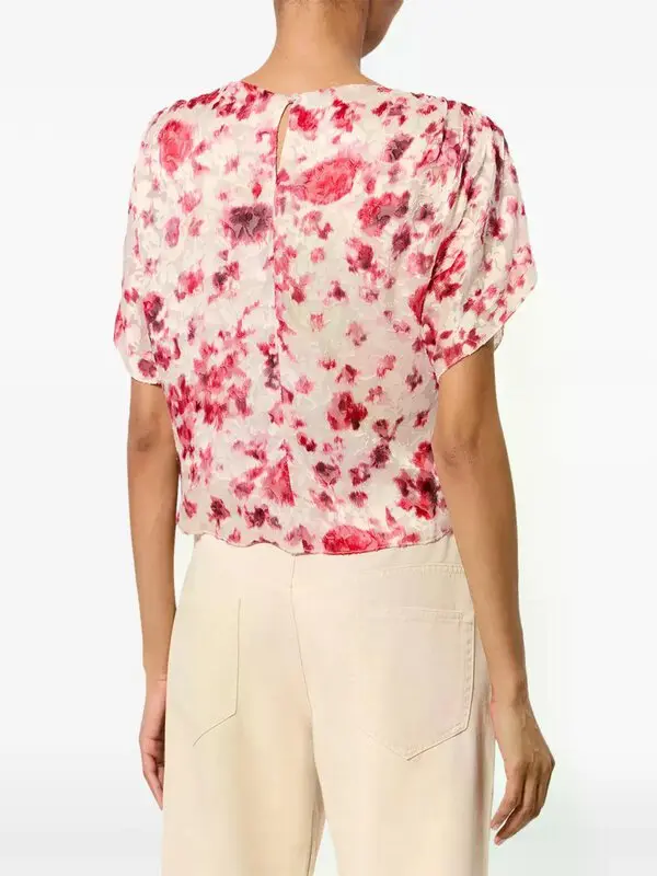 Isabel Marant Étoile Hervane Floral Print Devoré Top - Neutrals