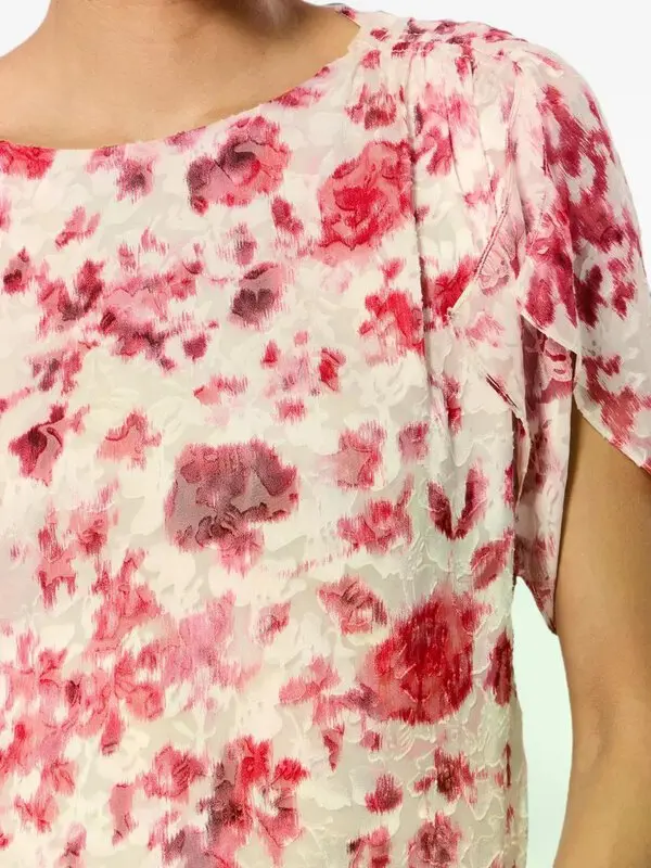 Isabel Marant Étoile Hervane Floral Print Devoré Top - Neutrals