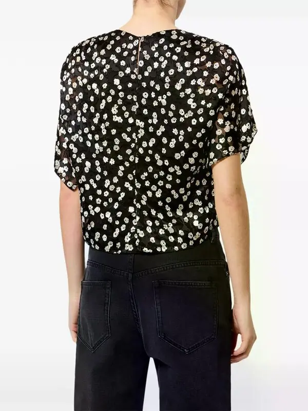 Isabel Marant Étoile Hervane Devoré Floral Top - Black