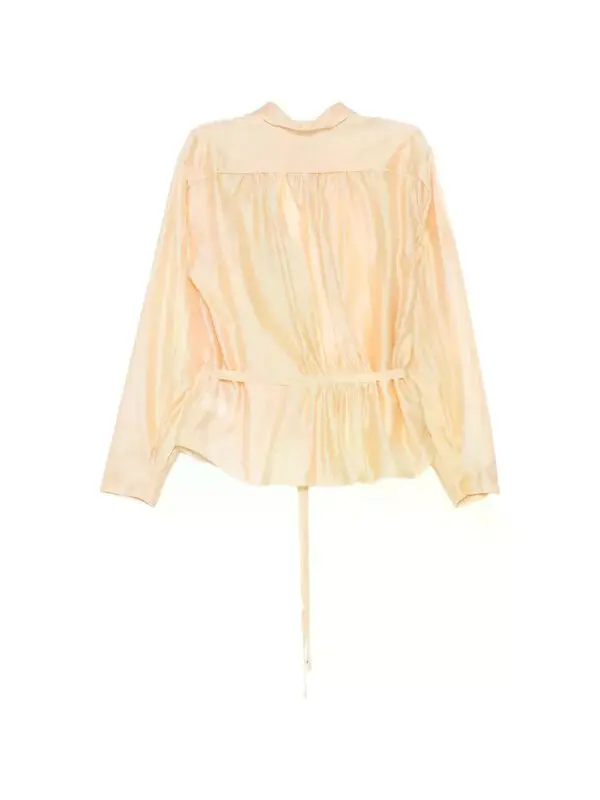 LOW CLASSIC Shirred-back Belted Blouse