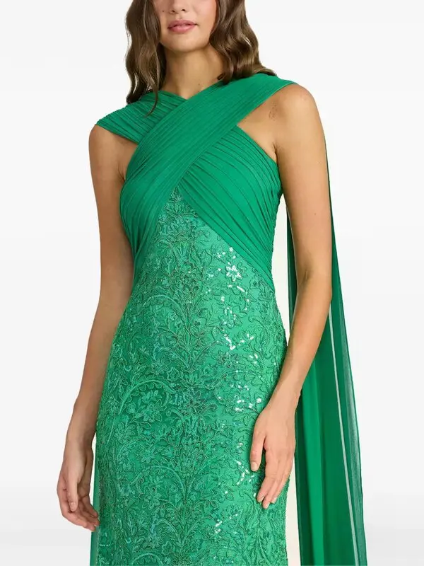 Tadashi Shoji Sequin Embellished Cape Sleeve Dress