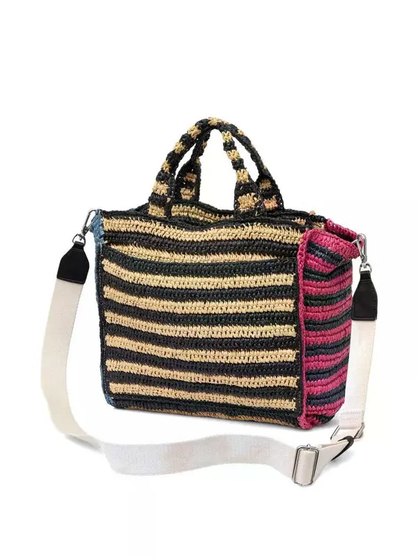 Dkny Striped Logo-embroidered Tote Bag