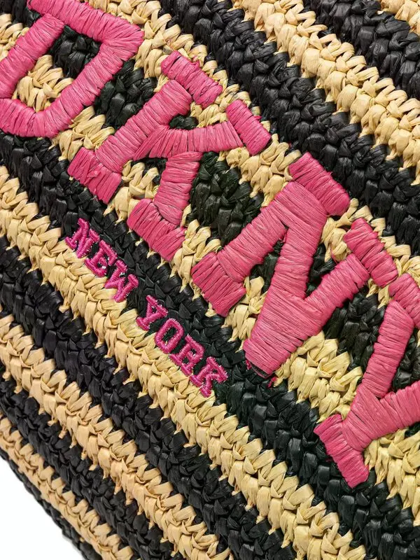 Dkny Striped Logo-embroidered Tote Bag