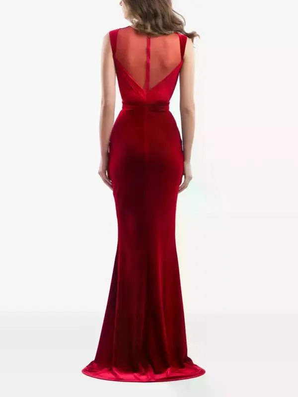 IMROSKA Plunging V-neck Draped Maxi Dress
