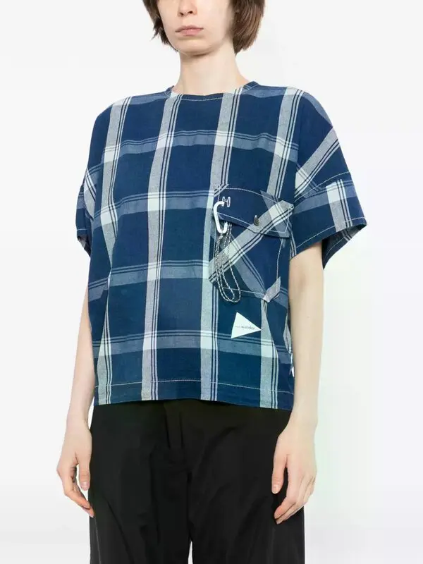 AND WANDER Check-print Pocket Top
