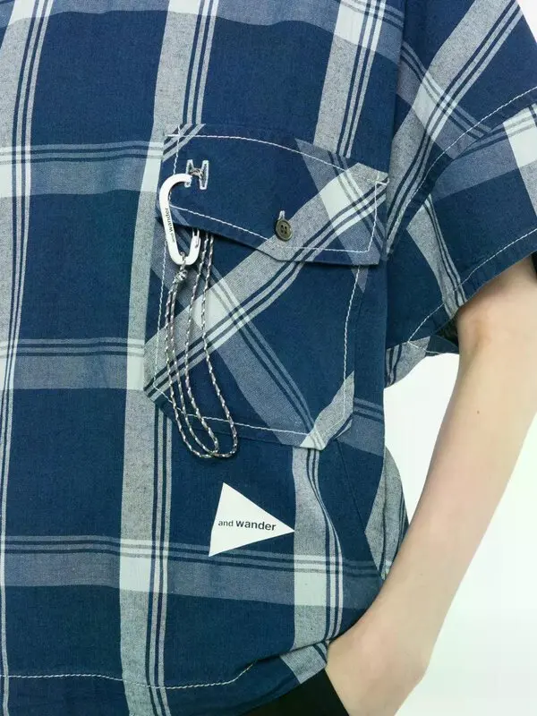 AND WANDER Check-print Pocket Top