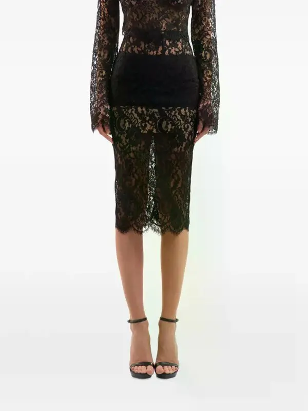 IMROSKA Lace-panelled Pencil Midi Skirt