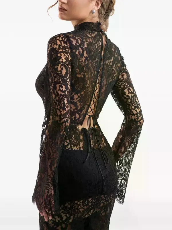 IMROSKA Lace-panelled Pencil Midi Skirt