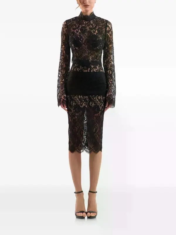 IMROSKA Lace-up Floral-lace Blouse