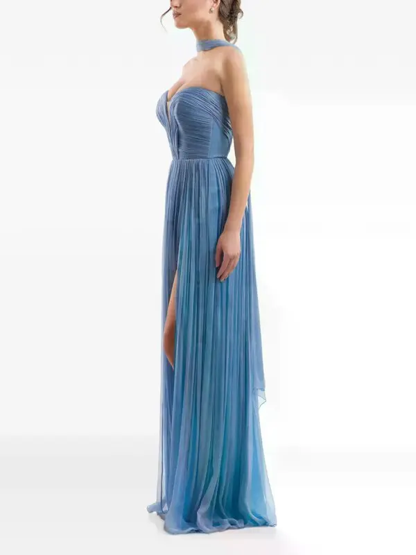 IMROSKA Iris Pleated Strapless Maxi Dress
