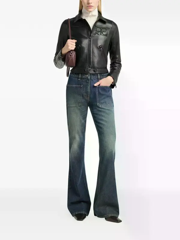 COURREGES Leather Logo Detail Jacket