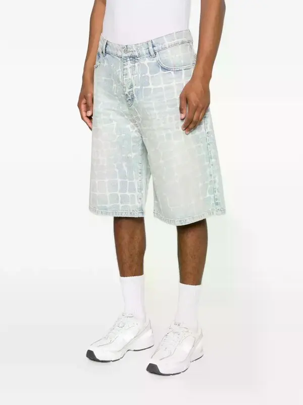 BLUE SKY INN Crocodile-effect Heavy Wash Shorts