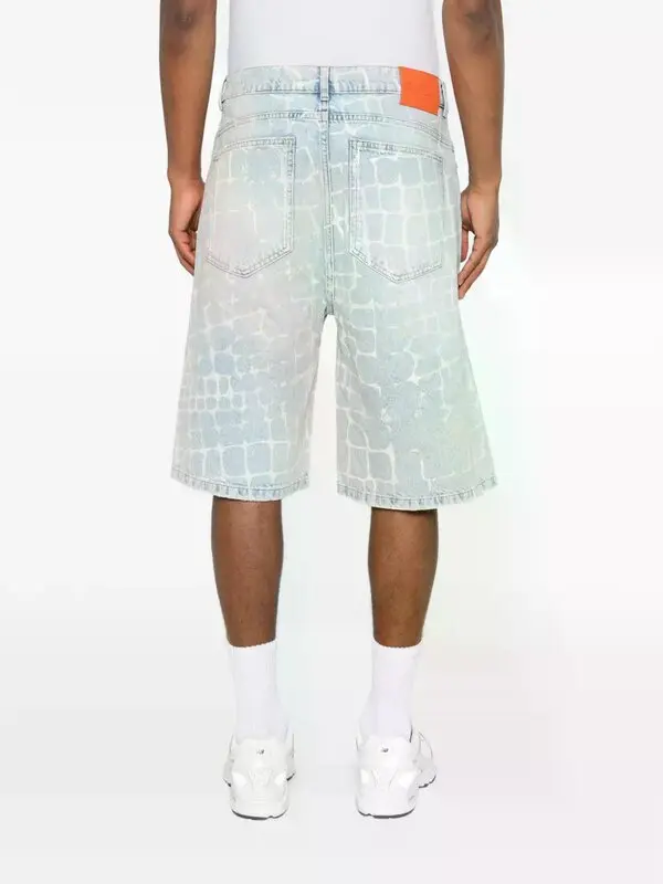 BLUE SKY INN Crocodile-effect Heavy Wash Shorts