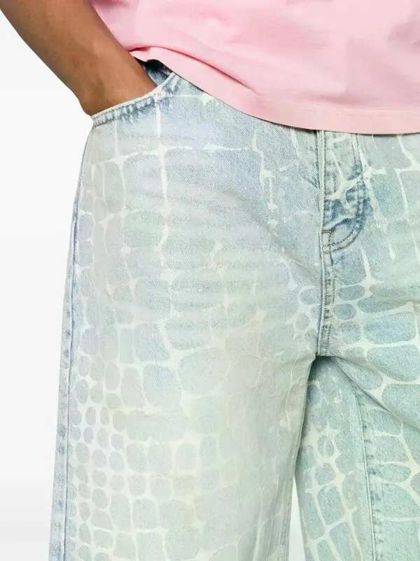 BLUE SKY INN Crocodile-effect Heavy Wash Shorts