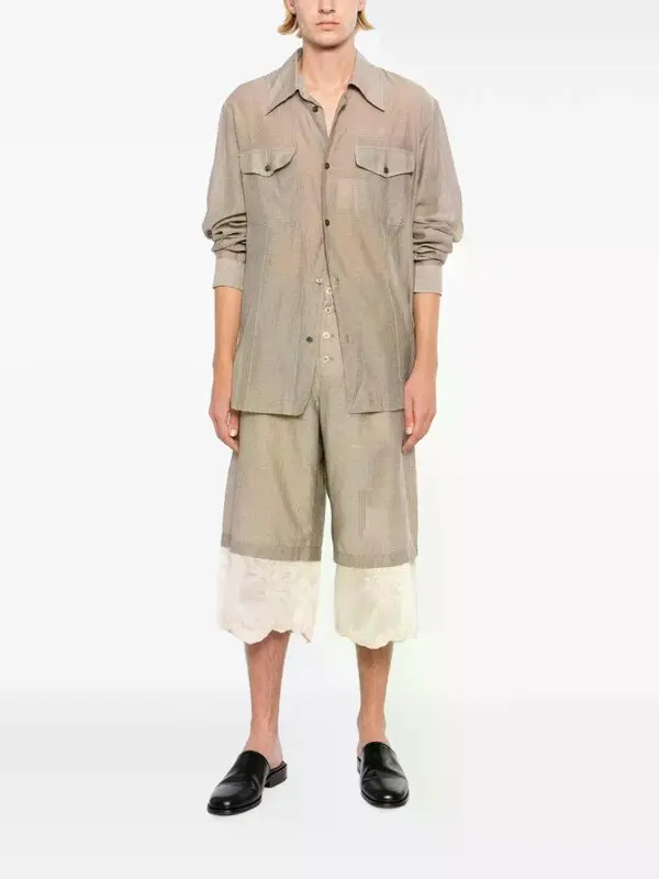 Our Legacy Beige Grid Pattern Floral Lace Frill Shorts
