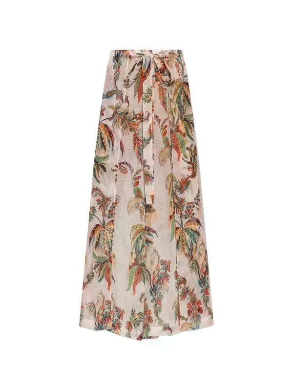 Etro Paisley Print Slit Detail Palazzo Pants - Neutrals