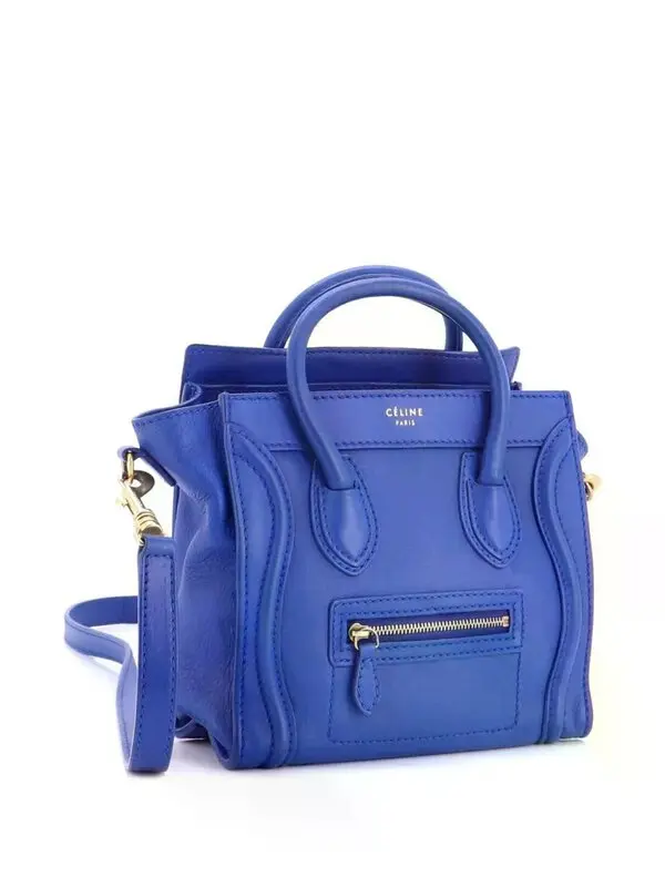 Celine Luggage Bag Smooth Leather Nano Crossbody Bag - Blue